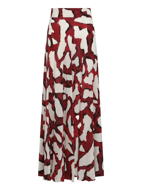 MARINELLA PICCINNO Abstract Print Silk Maxi Skirt - Red