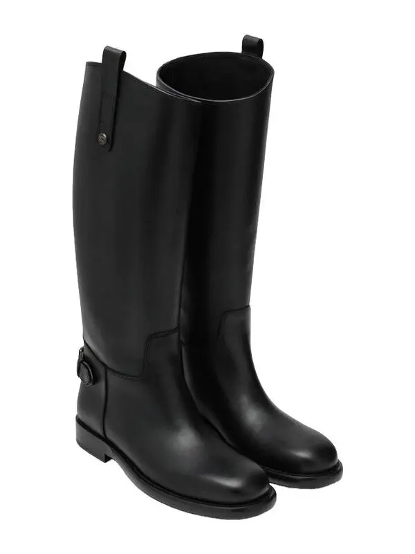 Burberry Knee-high Cavalier Boots With Buckle Detail - Black