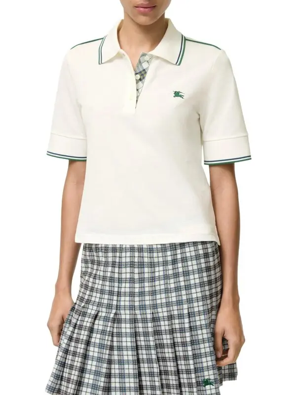 Burberry Slim Fit Polo With Embroidered Knight Detail - Bianco