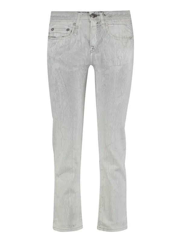 R13 Straight Leg Jeans With Leather Logo Tag - Grey