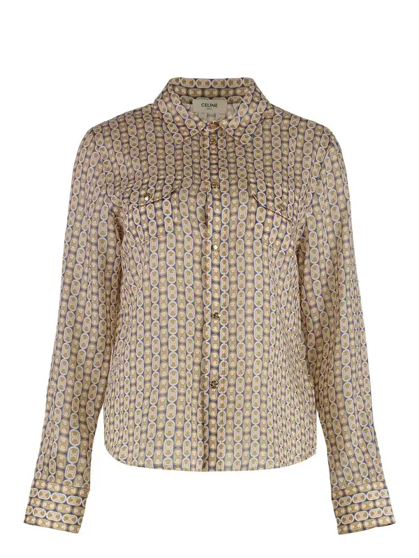 Celine Tilly Shirt In Wool Silk Etamine - Multicolor