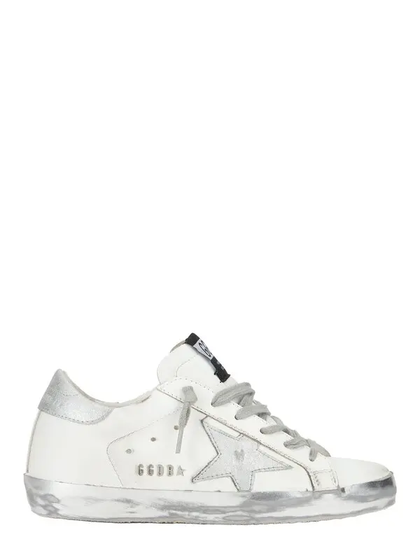 GOLDEN GOOSE Superstar" Distressed Leather Sneakers - Silver