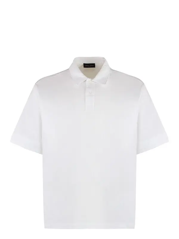 ROBERTO COLLINA Short Sleeve Cotton Polo Shirt With Side Slits - White
