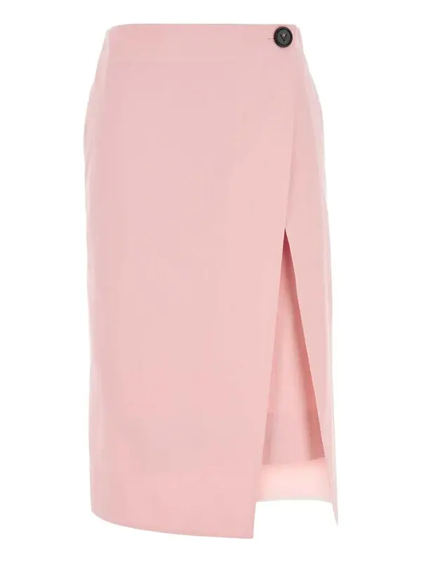 Bottega Veneta Cotton Twill Skirt With Slit Detail - Pink