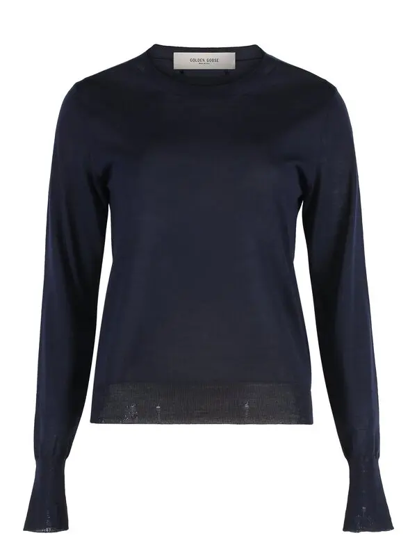 GOLDEN GOOSE Elegant Virgin Wool Knit Sweater - Blue