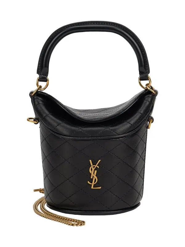 Saint Laurent Gaby Mini Bucket Bag In Lambskin - Black