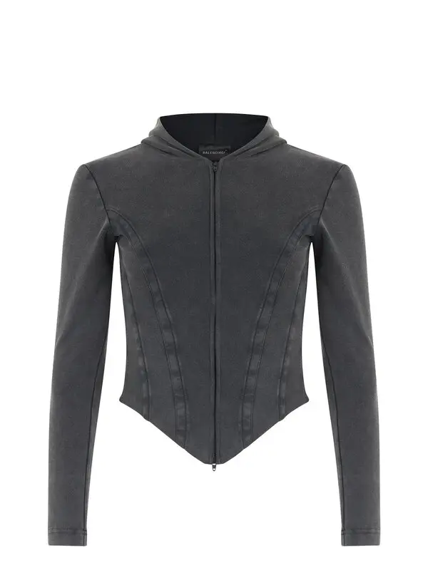 Balenciaga Corseted Zip-up Hoodie - Grey