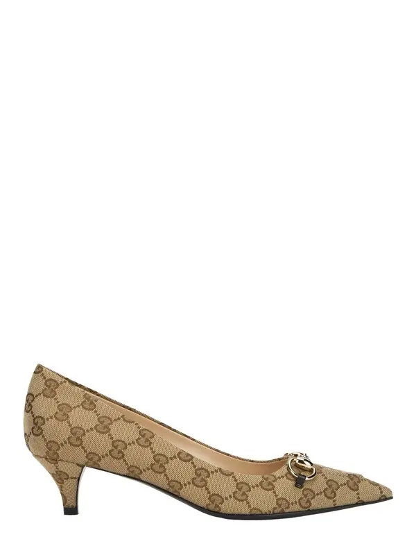 Gucci 85mm Patent Leather Pumps - Beige