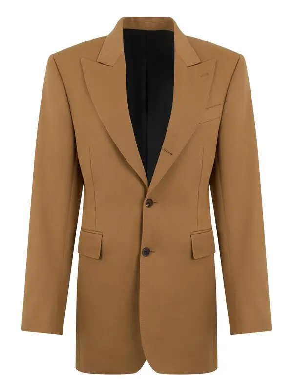 Celine Double-breasted Shawl Collar Jacket - Camel