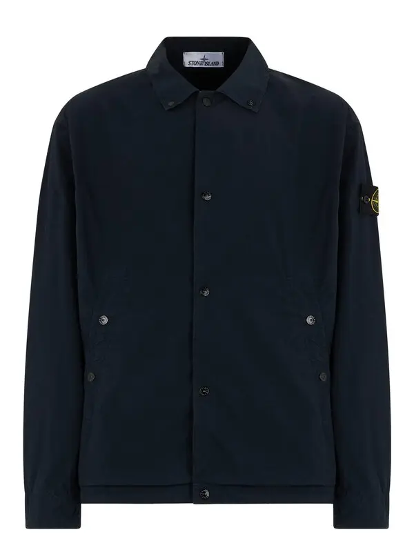 Stone Island Classic Button-up Jacket Shirt For - Blue