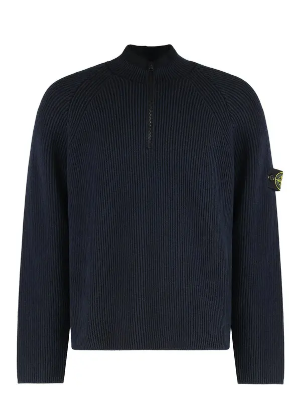 Stone Island Vanisé Full Rib Rws Wool Sweater - Blue