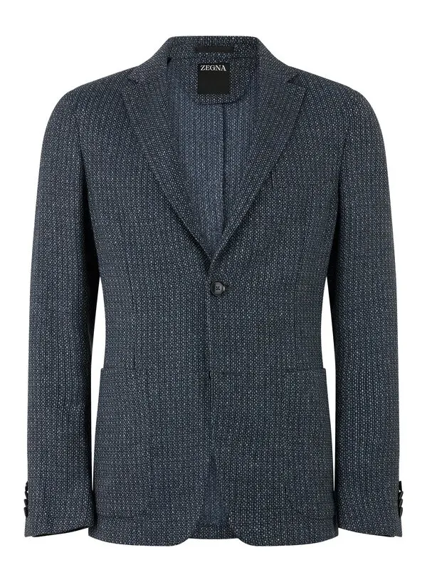 Zegna Single-breasted Cashmere-linen Blend Jacket - Blue