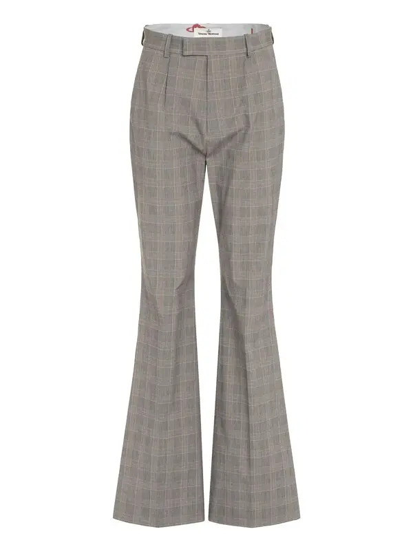 VIVIENNE WESTWOOD Prince Of Wales Checked Flare Trousers - Grey