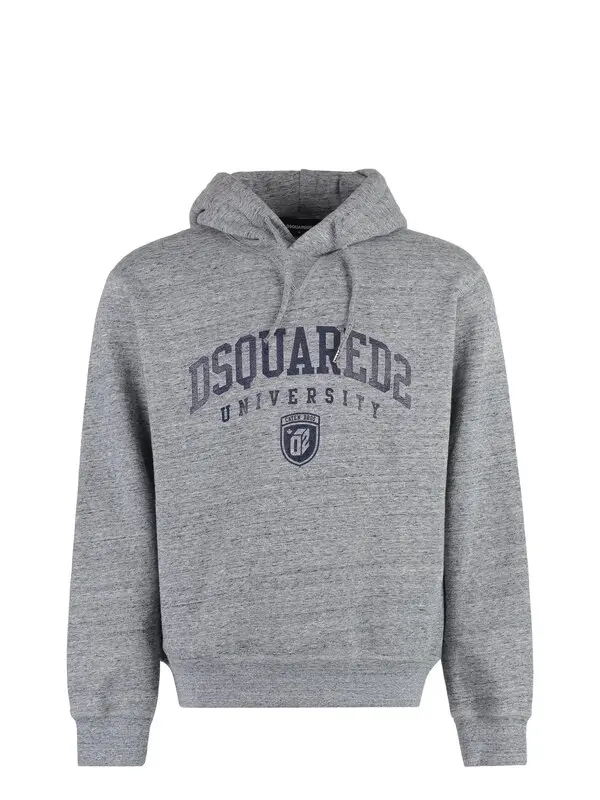 Dsquared2 Logo-print Mélange-effect Hoodie - Grey