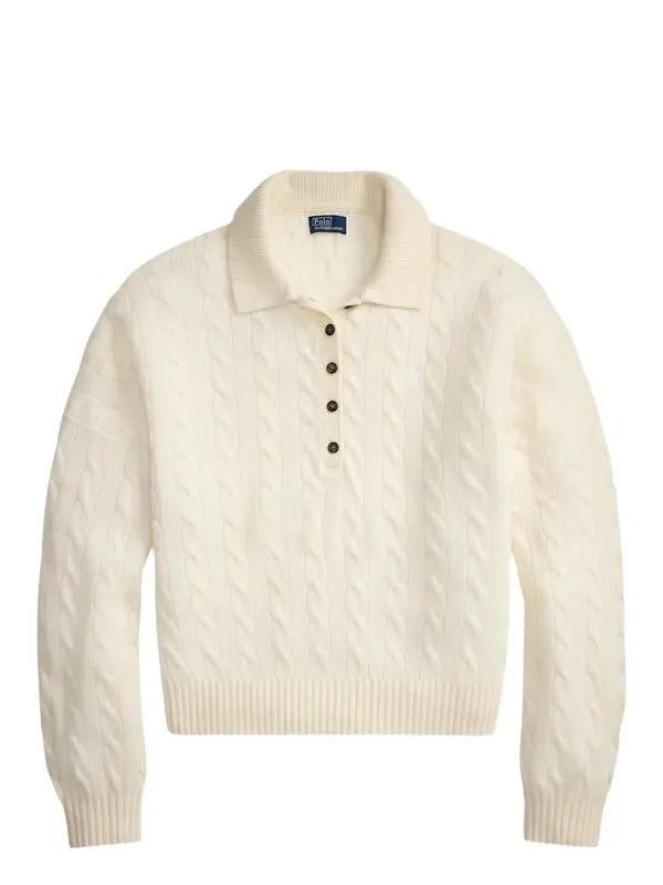 Polo Ralph Lauren Rib-knit Five-button Polo Sweater - Bianco