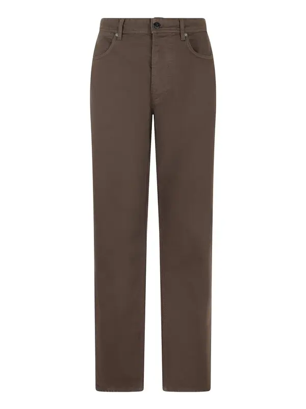 Stone Island Straight Leg Cotton Twill Trousers - Brown