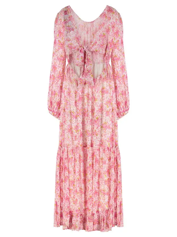 ByTiMo Floral Print V-neck Maxi Dress - Pink