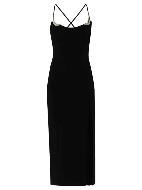 MUGLER Metallic Details Midi Dress - Black