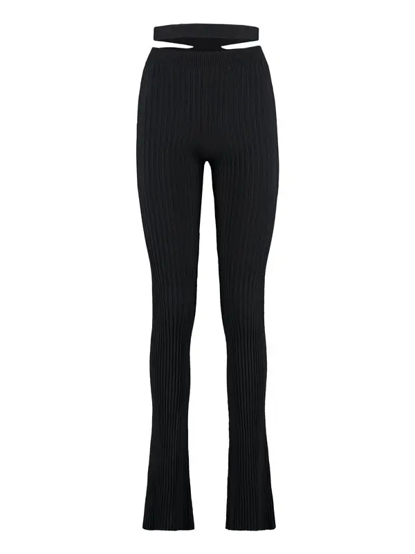 ANDREĀDAMO Ribbed-knit Flared Trousers - Black