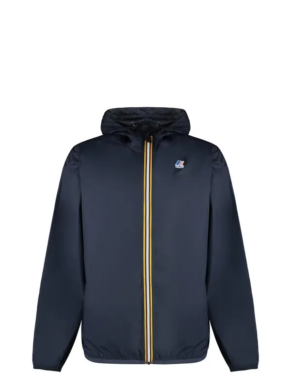 K-WAY Packable Hooded Nylon Zip-up Jacket - Blue