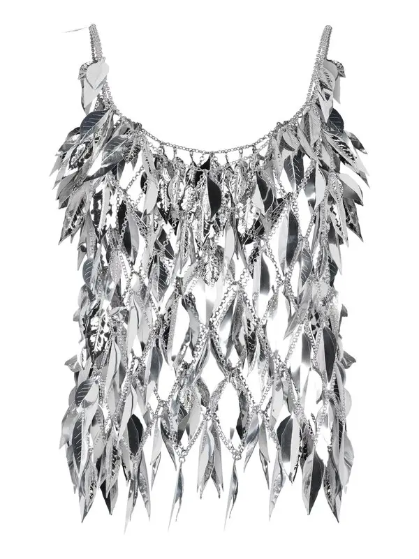 Rabanne Metallic Leaf Chainmail Top - Silver