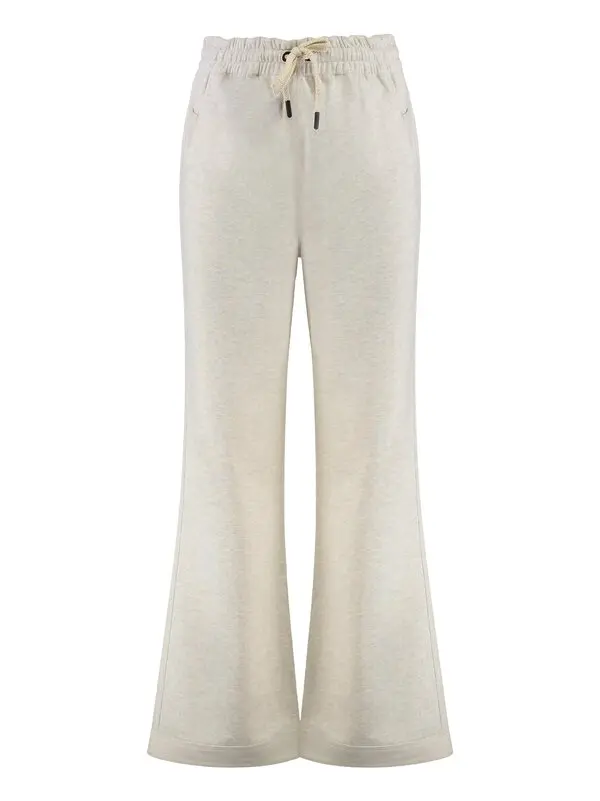 Moncler 100% Cotton Track Pants With Logo Patch - Grey
