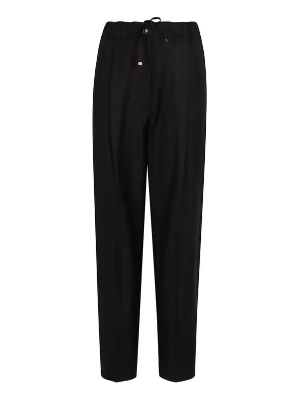 Moncler Wool Gabardine Tailored Trousers - Black