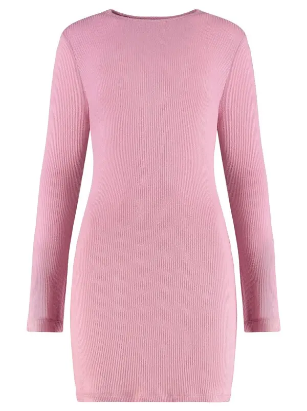 Sablyn Kelly Ribbed Long-sleeve Mini Dress - Pink