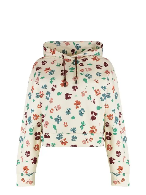 KRISTINA TI Floral Print Cropped Hoodie - Multicolor