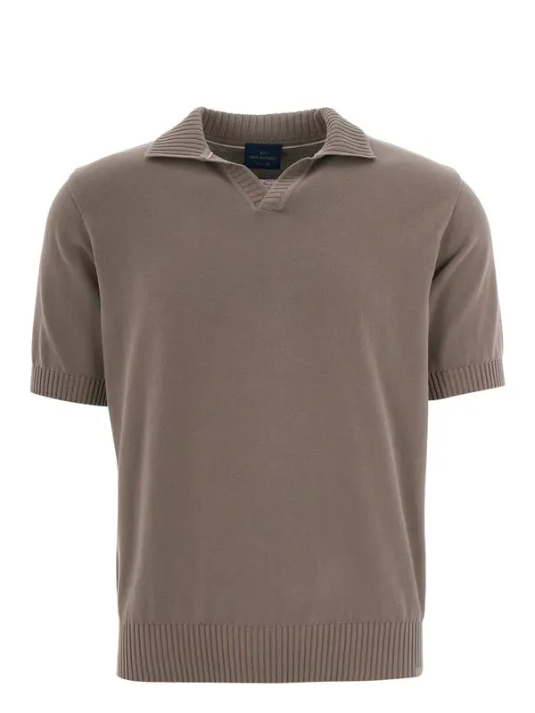 Paul & Shark Short Sleeve Knit Polo Shirt - Marrone