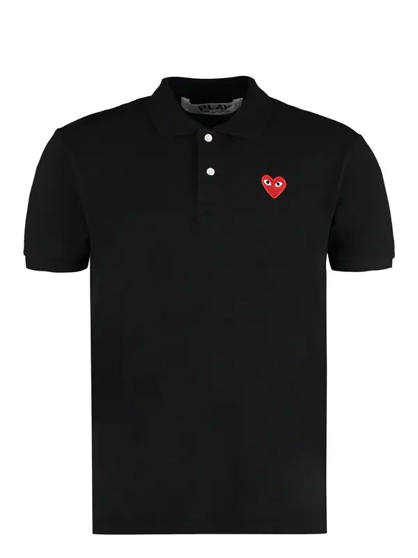 Play Comme Des Garcon Cotton-piqué Polo Shirt - Black