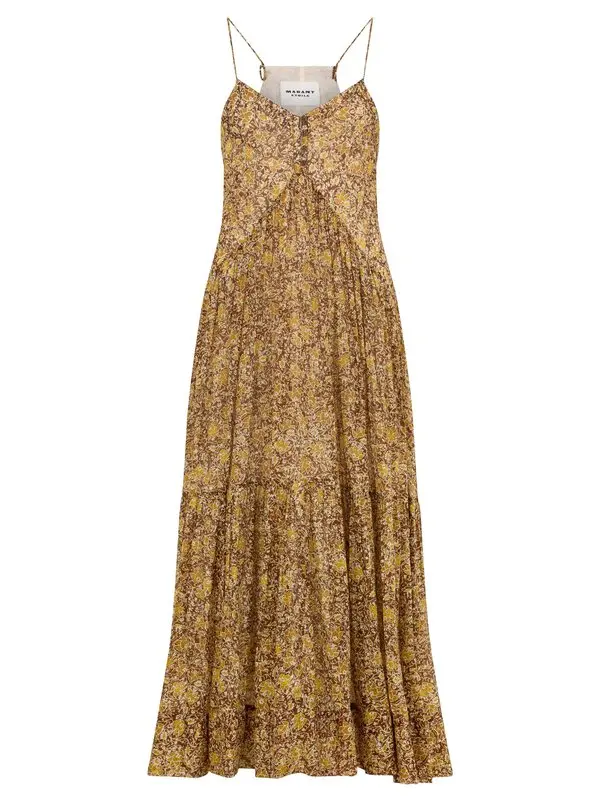 MARANT ETOILE Vasmila Cotton Voile Maxi Dress - Camel