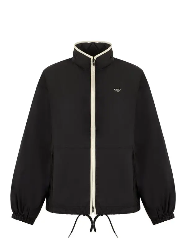 Prada Lightweight Recycled Nylon Windbreaker With Drawstring Hem - Black