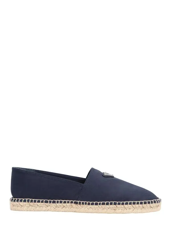 Prada Cotton Espadrille Flats With Metal Logo Detail - Blue