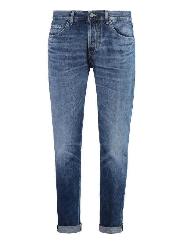 DONDUP Stretch Cotton Jeans With Roll-up Cuffs - Denim