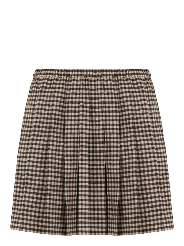 Moncler Quilted Shell Mini Skirt With Check Pattern - Brown