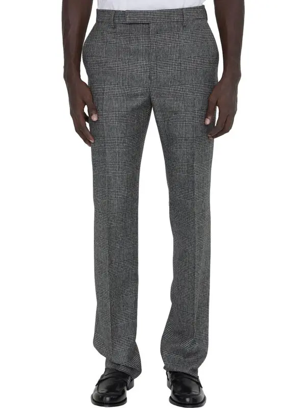 Celine Trousers In Prince Of Wales Wool - Black