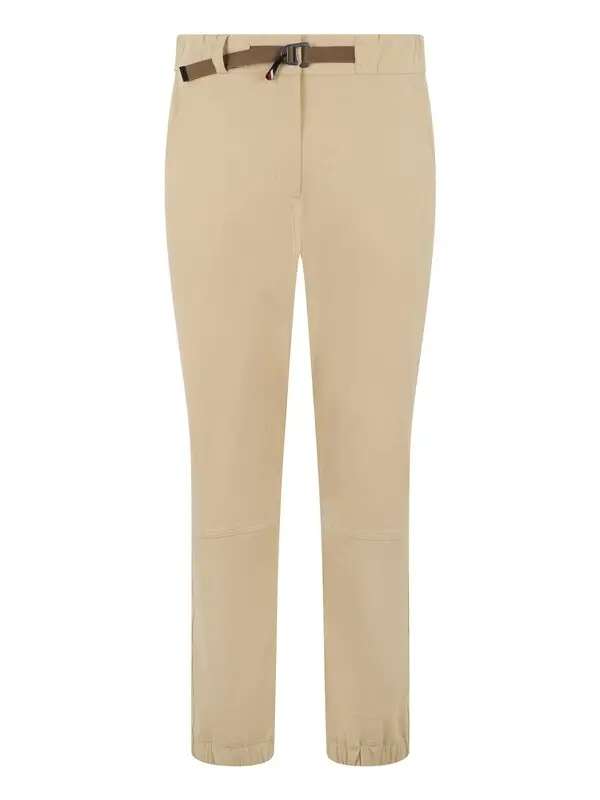 Moncler Belted Straight Leg Ankle Length Trousers - Beige