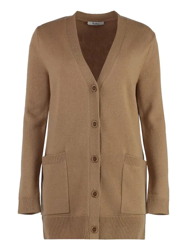 Max Mara Villar Wool And Cashmere Cardigan With Sequins - Camel
