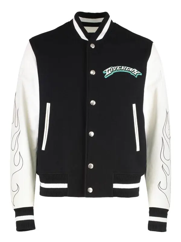 Givenchy Varsity Wool And Grained Leather Jacket - Black