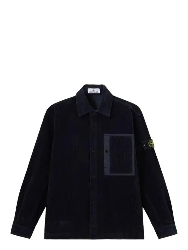 Stone Island Comfort Fit Snap-button Shirt With Contrasting Pocket - Blu