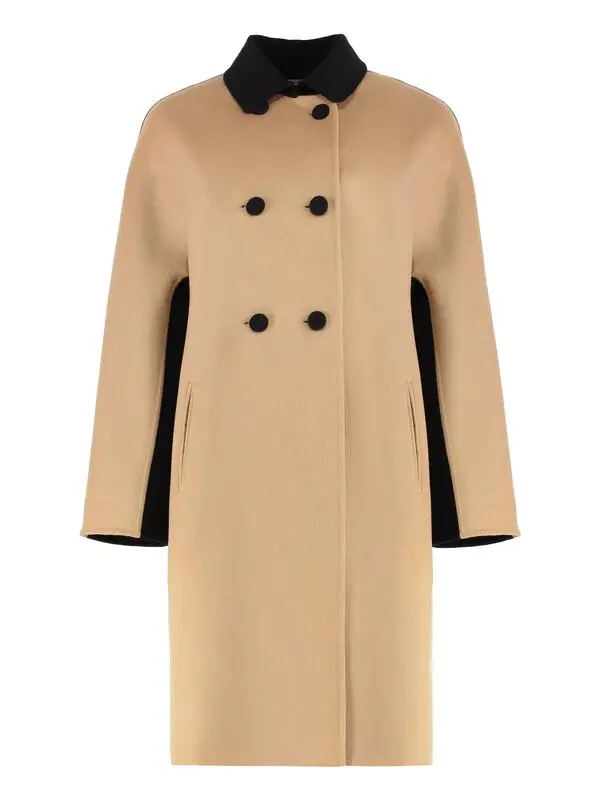 SARTORIA MILANESE Double-breasted Coat With Flared Sleeves - Beige