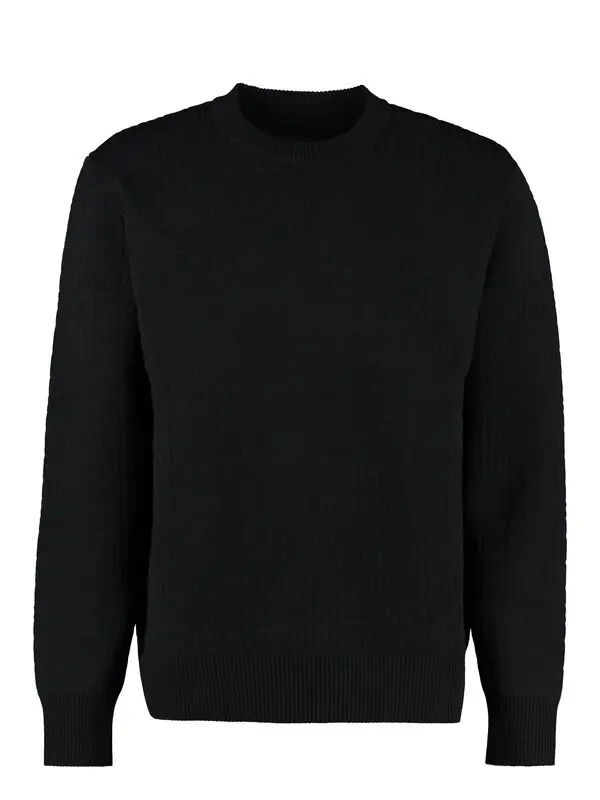 Givenchy Wool-blend Jacquard Crew Neck Sweatshirt - Black