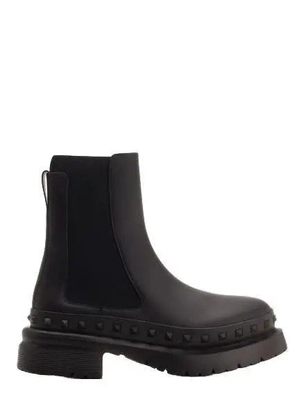 Valentino Garavani Beatle Rockstud 55 Leather Chelsea Boots - Black
