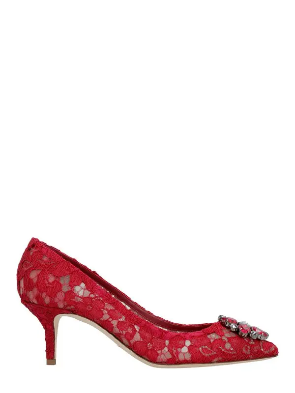 Dolce & Gabbana Lace Bellucci Pumps With Crystal Detail - Red