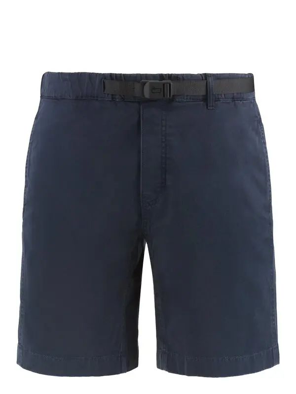 Woolrich Cotton Blend Bermuda Shorts With Belted Waist - Blue