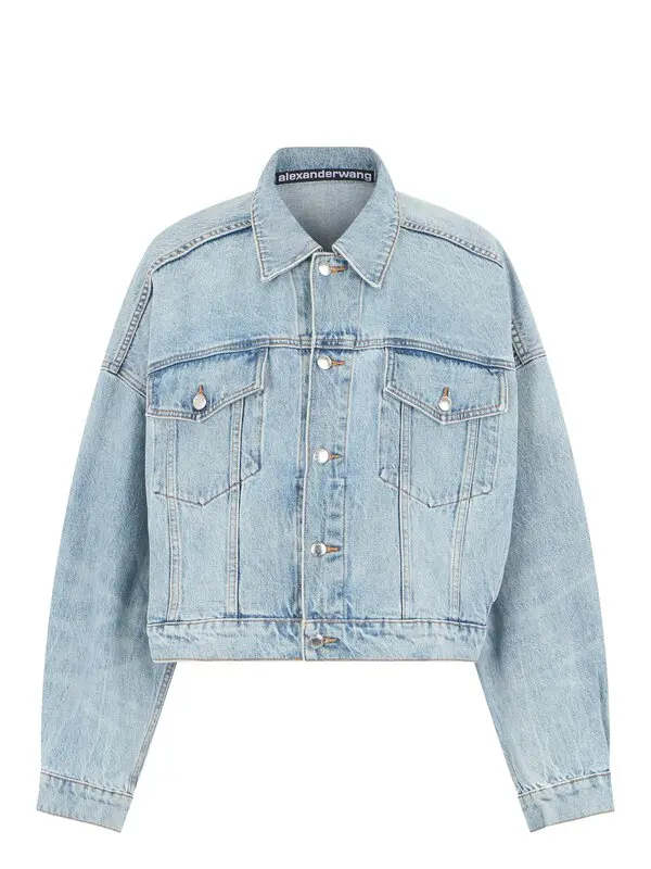 Alexander Wang Cropped Denim Jacket - Light Blue