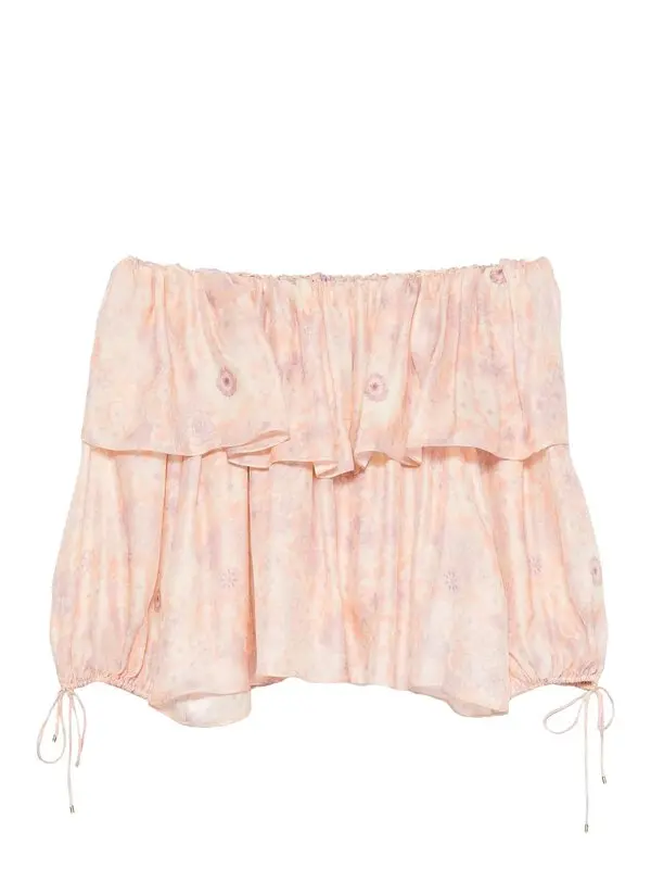 Chloé Silk Off-the-shoulder Top With Embellished Collar And Cuffs - Rosa