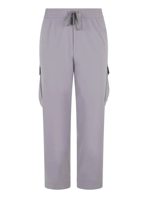 BOSS Elastic Waist Cargo Pants With Drawstring - Grey