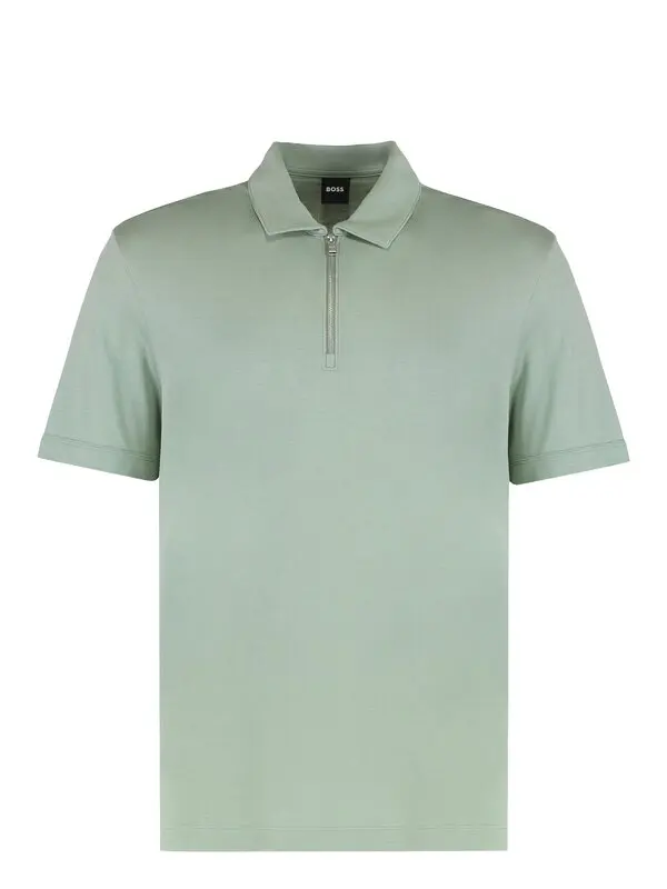 BOSS Classic Short-sleeve Pique Polo With Zip Closure - Green